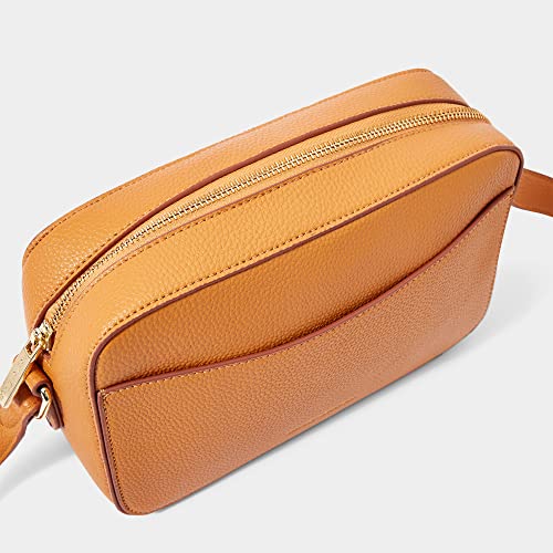 KATIE LOXTON Cara Womens Soft Pebble Vegan Leather Adjustable Strap Crossbody Handbag Satchel Purse Dark Amber