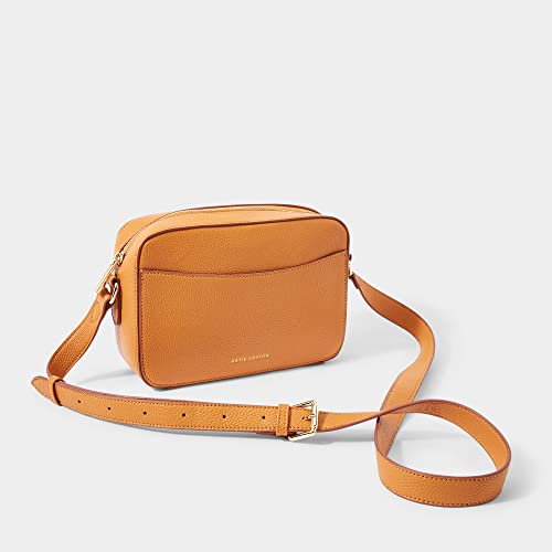 KATIE LOXTON Cara Womens Soft Pebble Vegan Leather Adjustable Strap Crossbody Handbag Satchel Purse Dark Amber