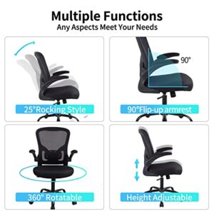 Flysky Ergonomic Office Desk Chair Breathable Mesh Swivel Computer Chair, Lumbar Back Support Task Chair, Office Chairs with Wheels and Flip-up Arms, Adjustable Height Executive Rolling Chair