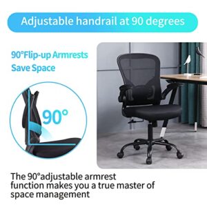 Flysky Ergonomic Office Desk Chair Breathable Mesh Swivel Computer Chair, Lumbar Back Support Task Chair, Office Chairs with Wheels and Flip-up Arms, Adjustable Height Executive Rolling Chair