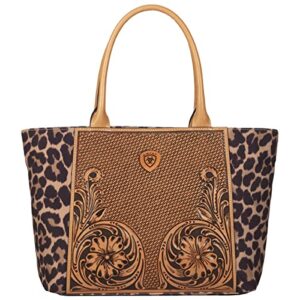 ARIAT Women's Tote Tooled Leopard Tan