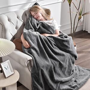 Krifey Throw Blanket, Super Soft Fluffy Luxury Minky Blanket Warm Comfy Faux Fur Bed Throw Gray 50" x 60"