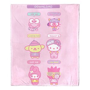 northwest sanrio hello kitty silk touch throw blanket, 50″ x 60″, texting