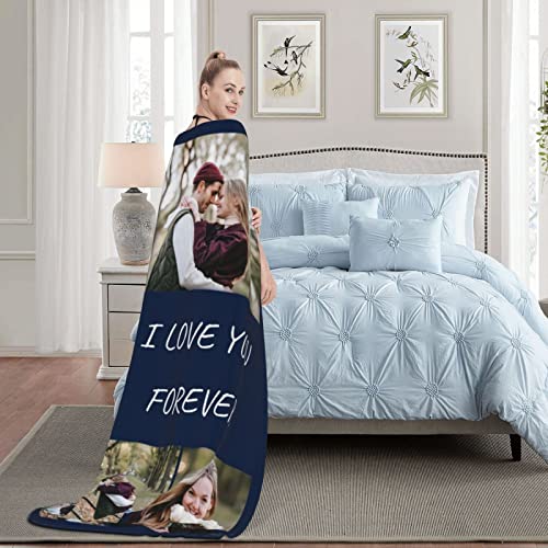 Dipopizt Custom Blanket with Photo Personalized Picture Text Blanket Customized Sofa Throw Blanket Personalized cobijas Funny Gifts for Valentines,Boyfriend,Dad,Mom,Friends,New Year,Birthday