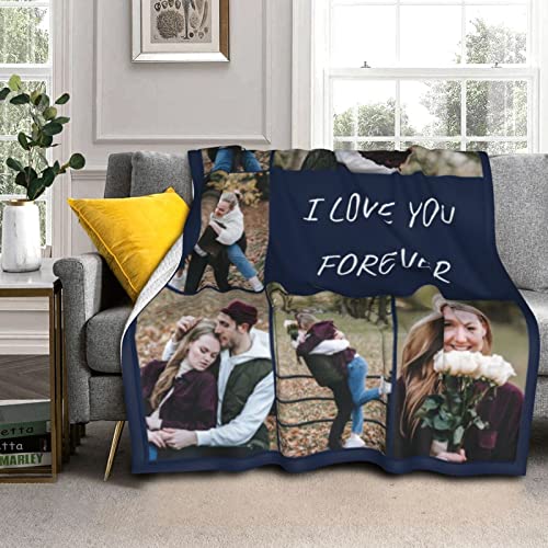 Dipopizt Custom Blanket with Photo Personalized Picture Text Blanket Customized Sofa Throw Blanket Personalized cobijas Funny Gifts for Valentines,Boyfriend,Dad,Mom,Friends,New Year,Birthday