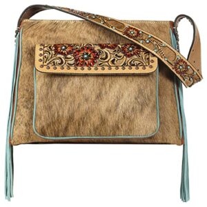 ariat women’s lorelei tote calf hair tooled tan crossbody bag