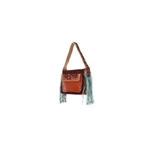 ARIAT Women's Lorelei Tote Calf Hair Tooled Tan Crossbody Bag