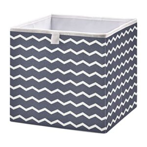 alaza collapsible storage cubes organizer,sea waves pattern storage containers closet shelf organizer with handles for home office