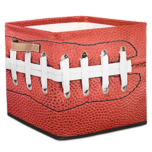 Football Lace Storage Basket Bins for Organizing Pantry/Shelves/Office/Girls Room, Sport Print Storage Cube Box with Handles Collapsible Toys Organizer 13x13 (13x13 inch, Football Lace)