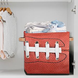 Football Lace Storage Basket Bins for Organizing Pantry/Shelves/Office/Girls Room, Sport Print Storage Cube Box with Handles Collapsible Toys Organizer 13x13 (13x13 inch, Football Lace)