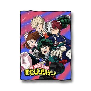 JUST FUNKY My Hero Academia Blanket Class 1-A Fleece | 45 x 60 inches Blanket Featuring Izuku Midoriya Shoto Todoroki Ochako Uraraka Katsuki Bakugo | Official Licensed