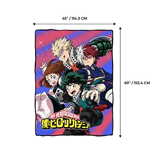 JUST FUNKY My Hero Academia Blanket Class 1-A Fleece | 45 x 60 inches Blanket Featuring Izuku Midoriya Shoto Todoroki Ochako Uraraka Katsuki Bakugo | Official Licensed