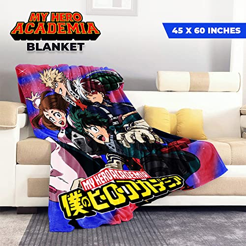 JUST FUNKY My Hero Academia Blanket Class 1-A Fleece | 45 x 60 inches Blanket Featuring Izuku Midoriya Shoto Todoroki Ochako Uraraka Katsuki Bakugo | Official Licensed