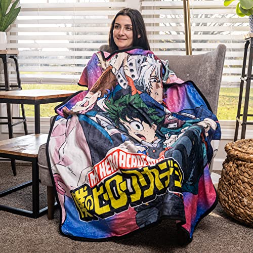 JUST FUNKY My Hero Academia Blanket Class 1-A Fleece | 45 x 60 inches Blanket Featuring Izuku Midoriya Shoto Todoroki Ochako Uraraka Katsuki Bakugo | Official Licensed