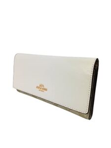 coach signature slim trifold wallet (light khaki/chalk)