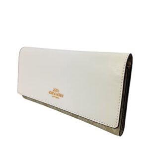 Coach Signature Slim Trifold Wallet (Light Khaki/Chalk)