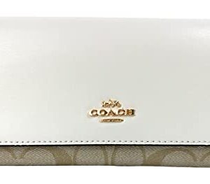 Coach Signature Slim Trifold Wallet (Light Khaki/Chalk)