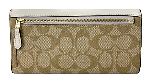 Coach Signature Slim Trifold Wallet (Light Khaki/Chalk)