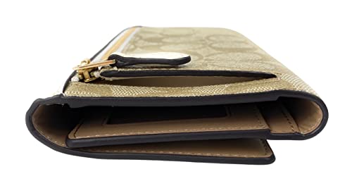 Coach Signature Slim Trifold Wallet (Light Khaki/Chalk)