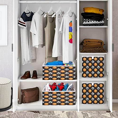 ALAZA Collapsible Storage Cubes Organizer,Basketball Soccer Sports Ball5 Storage Containers Closet Shelf Organizer with Handles for Home Office