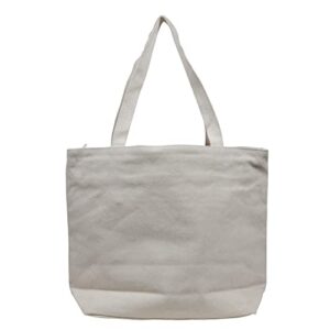 ANATHA COTTON CANVAS LARGE TOTE HANDBAG WITH EMBROIDERY MIAMI CITY ,ECO FRIENDLY SHOPPING BAG WITH ZIP CLOSURE