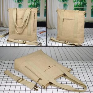 Work Tote Bags for Women Canvas Handbag Tote Purse with Zipper Lightweight Shoulder Bag for Office, Travel, School