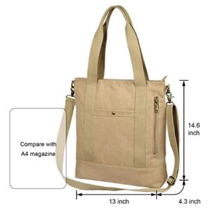 Work Tote Bags for Women Canvas Handbag Tote Purse with Zipper Lightweight Shoulder Bag for Office, Travel, School