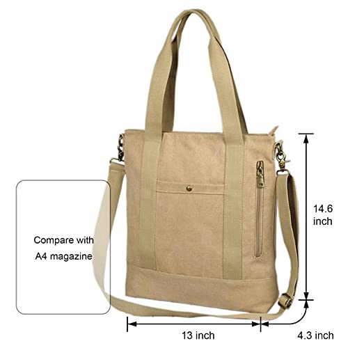 Work Tote Bags for Women Canvas Handbag Tote Purse with Zipper Lightweight Shoulder Bag for Office, Travel, School