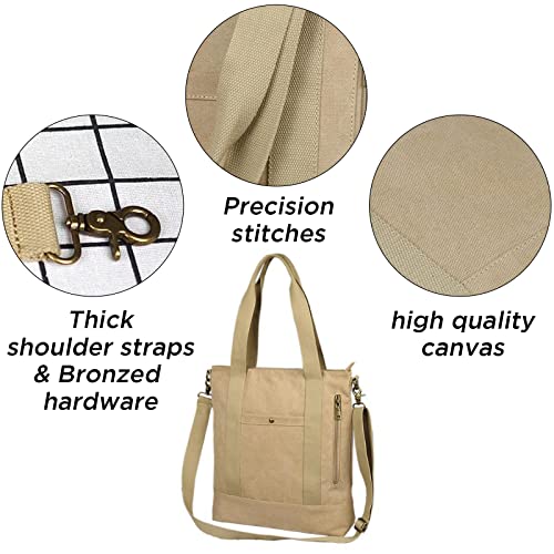 Work Tote Bags for Women Canvas Handbag Tote Purse with Zipper Lightweight Shoulder Bag for Office, Travel, School