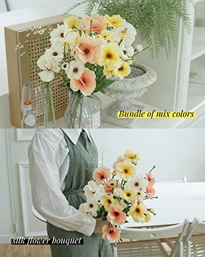 Kamang Ranunculus Flowers White Silk Flower (3 Stems) for Home Decor and Wedding. Artificial Flower for White Spring Decor. Floral Arrangement and Table Centerpiece. White Silk Flowers (White)