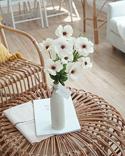 Kamang Ranunculus Flowers White Silk Flower (3 Stems) for Home Decor and Wedding. Artificial Flower for White Spring Decor. Floral Arrangement and Table Centerpiece. White Silk Flowers (White)