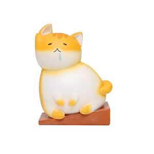 hyjeryty cat bookends for kids, lovely resin cartoon cat bookends door stopper, cool bookends for heavy books, unique book holders with anti-slip base (big orange)