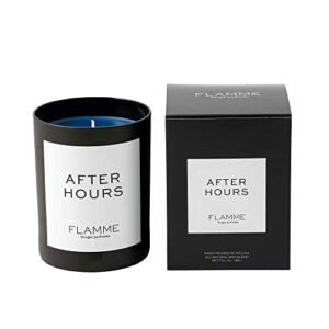 flamme candle co. after hours | tuscan leather musk scent | 10 oz | 60 hour burn time | luxury candle | all natural soy