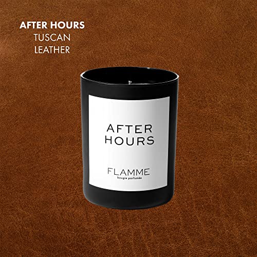 FLAMME Candle Co. After Hours | Tuscan Leather Musk Scent | 10 oz | 60 Hour Burn Time | Luxury Candle | All Natural Soy