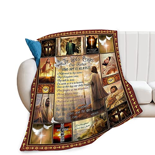 Jesus Christ Blanket Christian Religious Faith Blanket Healing Bible Verse Inspirational Prayer Scripture Catholic Gifts for Women Men Soft Cozy Fleece Throw Blanket Home Decor for Bed Couch 40"x50"