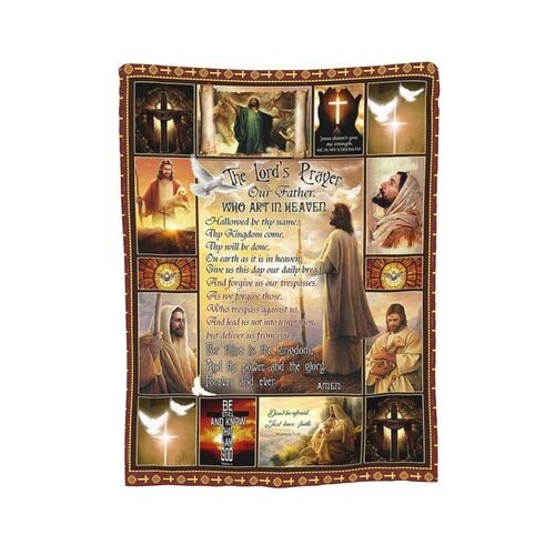 Jesus Christ Blanket Christian Religious Faith Blanket Healing Bible Verse Inspirational Prayer Scripture Catholic Gifts for Women Men Soft Cozy Fleece Throw Blanket Home Decor for Bed Couch 40"x50"