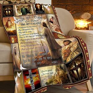 Jesus Christ Blanket Christian Religious Faith Blanket Healing Bible Verse Inspirational Prayer Scripture Catholic Gifts for Women Men Soft Cozy Fleece Throw Blanket Home Decor for Bed Couch 40"x50"