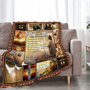 Jesus Christ Blanket Christian Religious Faith Blanket Healing Bible Verse Inspirational Prayer Scripture Catholic Gifts for Women Men Soft Cozy Fleece Throw Blanket Home Decor for Bed Couch 40"x50"