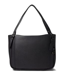 coach polished pebble leather alana tote v5/black one size