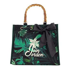 join jorden women canvas tote with bamboo handles, green