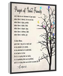 rcvtvpv prayer of saint francis wall art religious catholic art poster hummingbird print canvas wall art for home office framed ready to hang 8″x12″