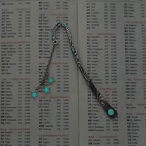 Gzrlyf Moon and Stars Bookmark Glow in The Dark Bookmark Luminous Book Markers Metal Book Lover Gifts (Luminous Bookmark)