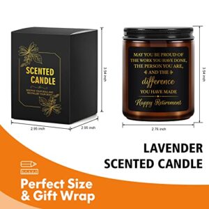 Retirement Gifts for Women-Lavender Scented Candle,Funny Female Retirement Gifts for Teacher Nurse,Gifts for Retirement Party Decorations,Happy Retired Present for Mom Grandma,Dad,Coworker