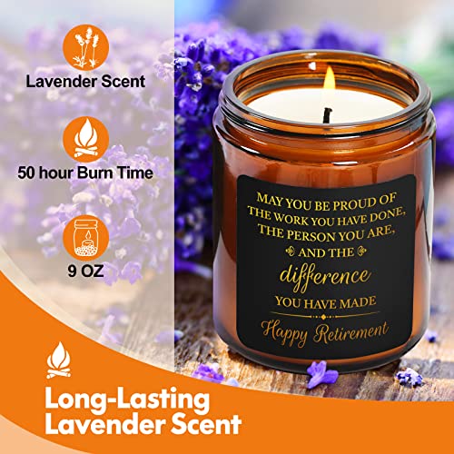 Retirement Gifts for Women-Lavender Scented Candle,Funny Female Retirement Gifts for Teacher Nurse,Gifts for Retirement Party Decorations,Happy Retired Present for Mom Grandma,Dad,Coworker