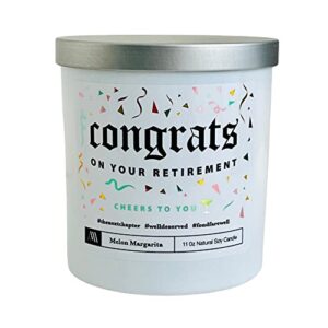 MomentsAglow Premium Soy Candle Gift - Retirement Going Away Women Men Employee Retiree Coworker Corporate Office. Includes Coordinating Lid + Gift Box: Melon Margarita