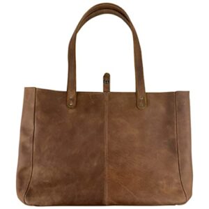 Hide & Drink, Formal Tote Bag Handmade from Full Grain Leather - Durable, Natural, Washable, Long Lasting - Large and Spacious, Versatile, Everyday Travel, Shopping, Minimalist Style - Bourbon Brown