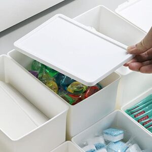 Storage Box, Plastic Desktop Storage Box Plastic Storage Bin Tote Multifunction Dustproof Storage Box Organizing Container with Lid for Home Desktop(#2)