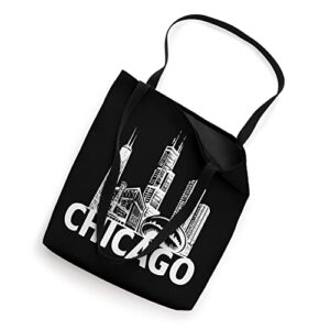 Chicago Illinois USA City Skyline Silhouette Outline Sketch Tote Bag