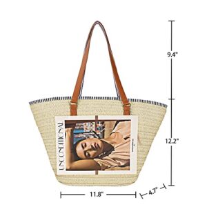 Womens Large Straw Shoulder Bag Beach Tote Handbag Purse with Tassel for Summer