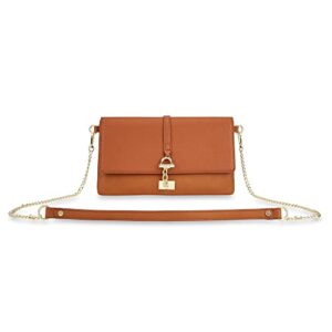 katie loxton naomi womens convertible vegan leather adjustable strap crossbody handbag satchel purse cognac